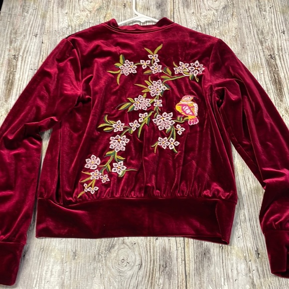 Spade & Heart | Jackets & Coats | Vintage Velvet Maroon Bomber Jacket W ...